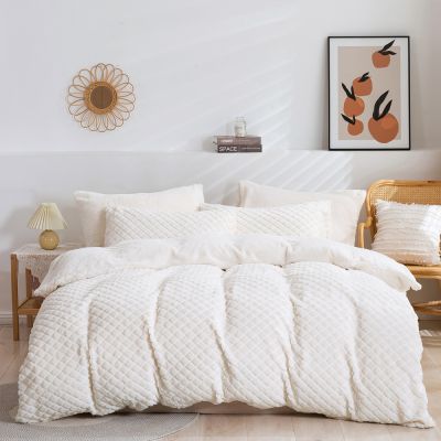 Dreamaker Teddy Fleece Embossed Quilt Cover Set