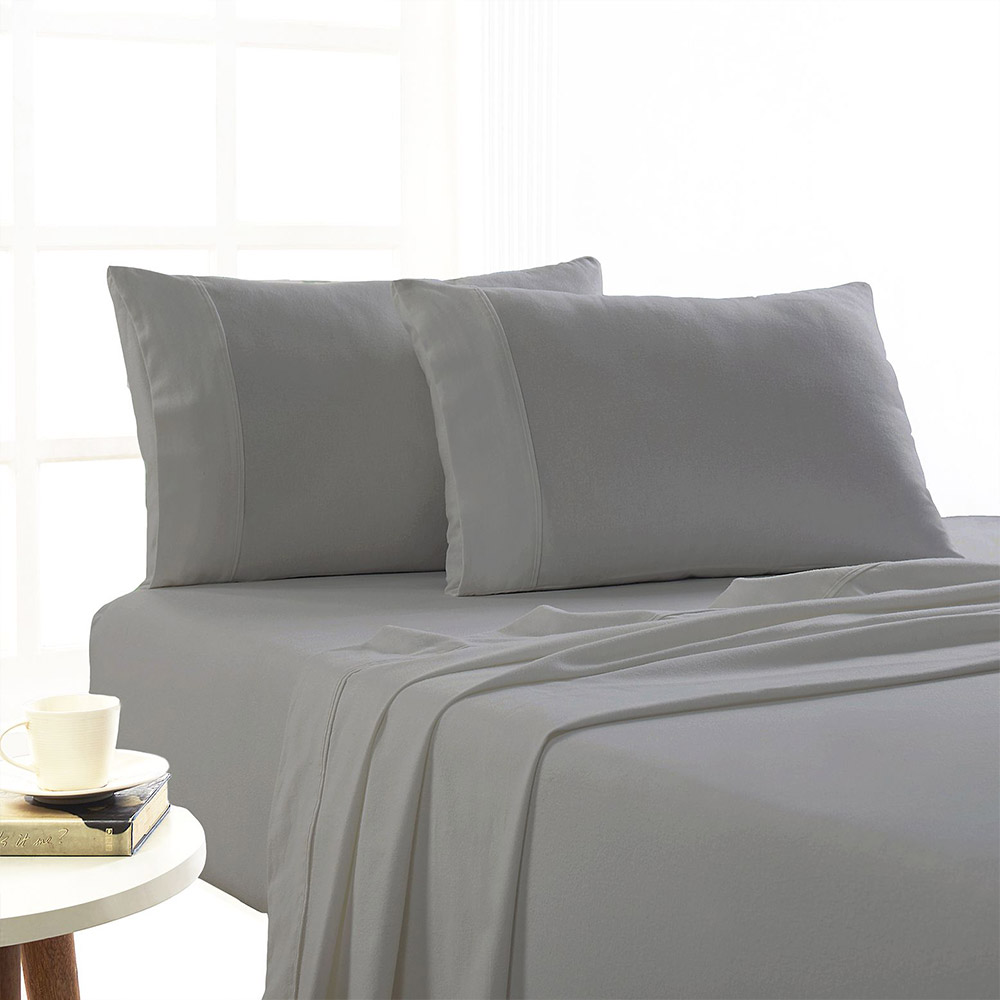 Park Avenue Egyptian Cotton Flannelette Plain Dyed Sheet Set